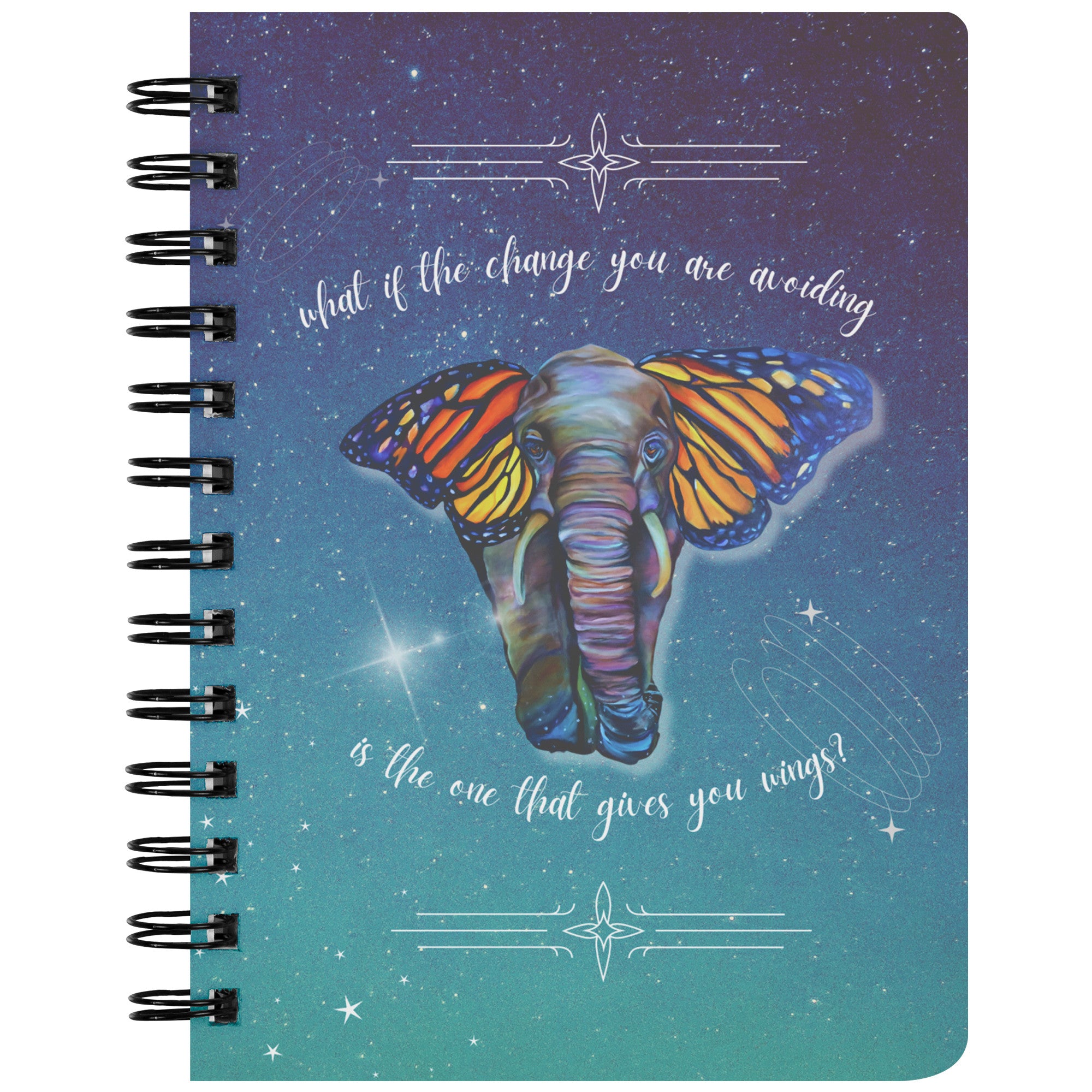 Metamorphosis Inspirational Elephant with Butterfly Wings Notebook ...